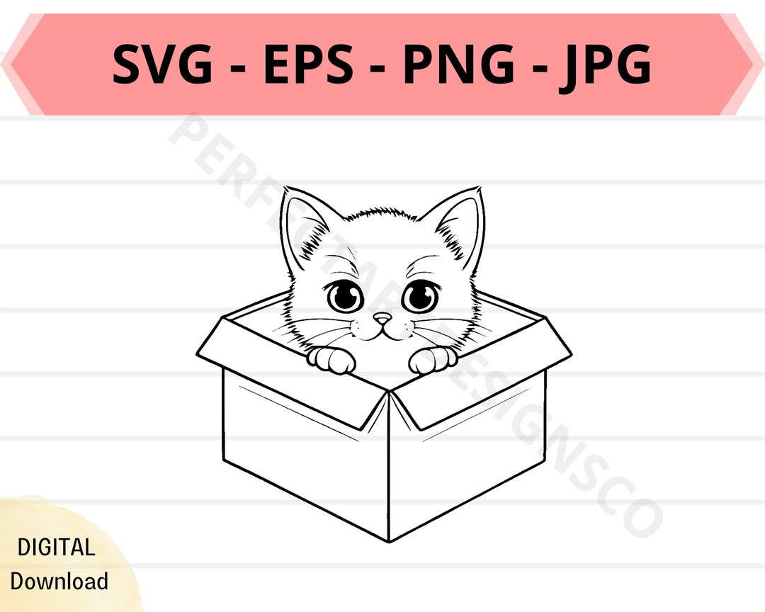 Cat Svg File, Baby Cat Cricut Machine Cutting Layered File, Cat Outline ...