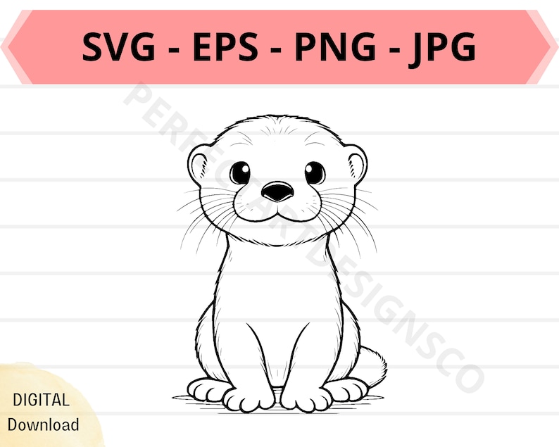 Cute Otter Svg File, Baby Otter Outline Svg, Otter Clipart Svg, Otter ...