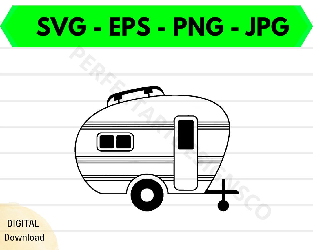 Camper Outline Svg File, Camper Cutting Svg File for Cricut, Camper ...