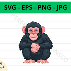 Chimpanzee Svg, Chimpanzee Clipart, Chimpanzee Svg for Shirt, Svg File ...