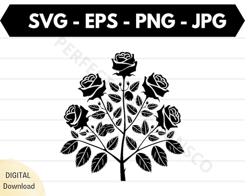 Rose Bush Silhouette Svg File, Rose Bush Cutting Svg File for Cricut ...