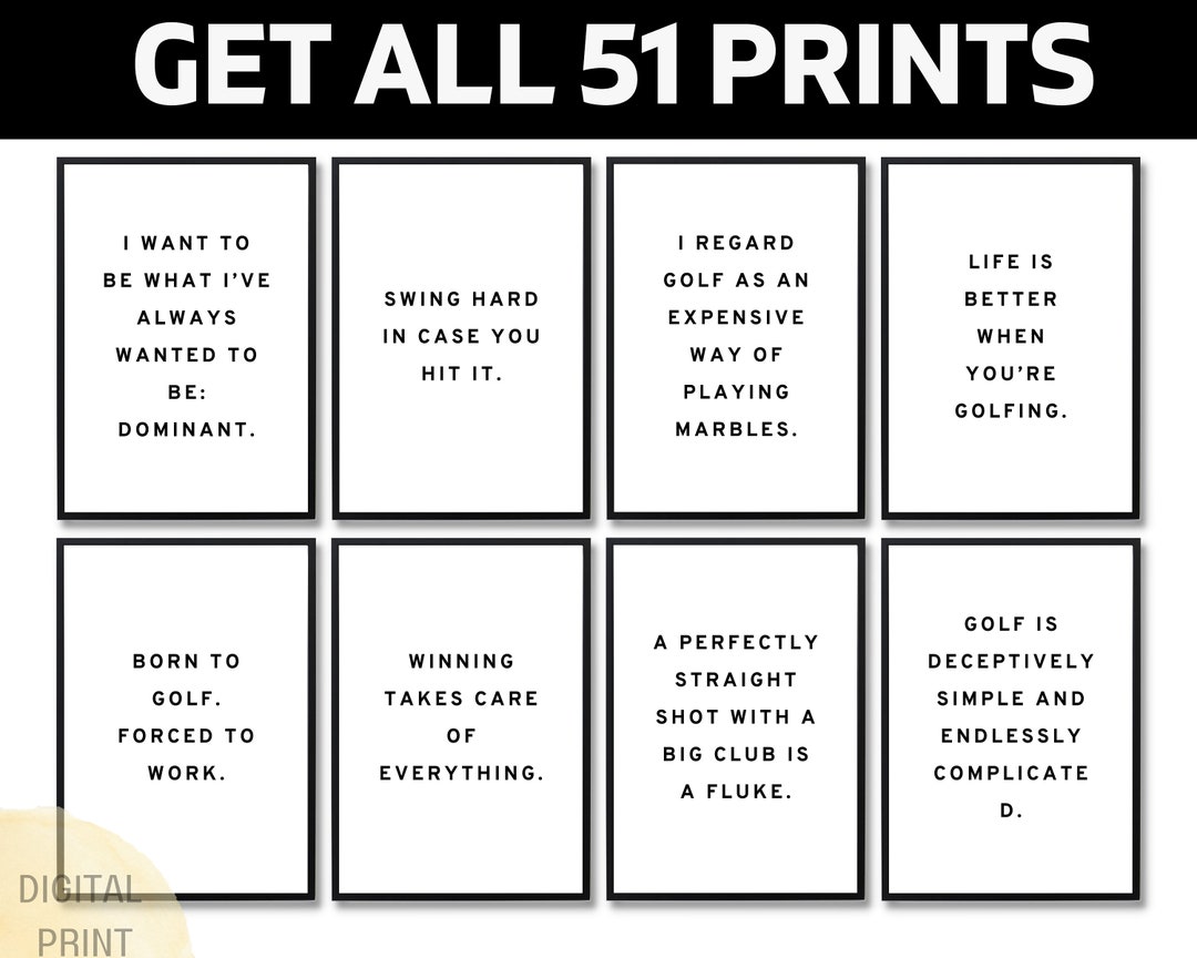 Golf Inspirational Quotes Printable Wall Art Set of 51 Prints, Golf ...