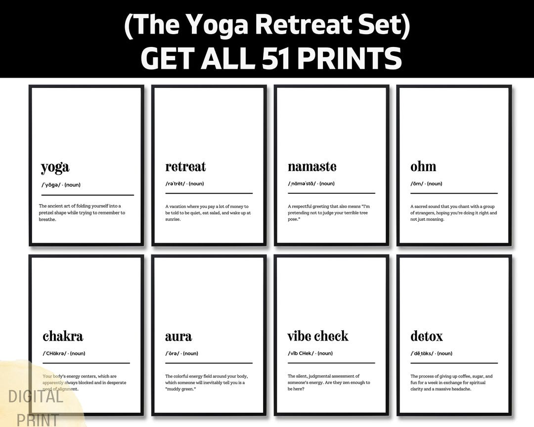 Funny Yoga Retreat Definition, Sarcastic Yogi Gift, Humorous Zen Wall ...