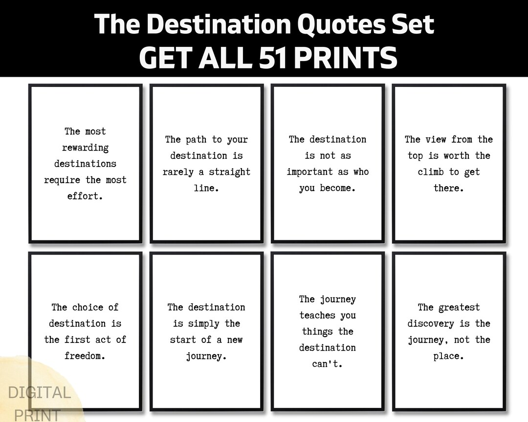 51 Destination Quotes Set, Travel Wall Art Decor, Adventure Awaits ...