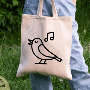 Bird Singing Outline Svg File, Bird Singing Cutting Svg File for Cricut ...