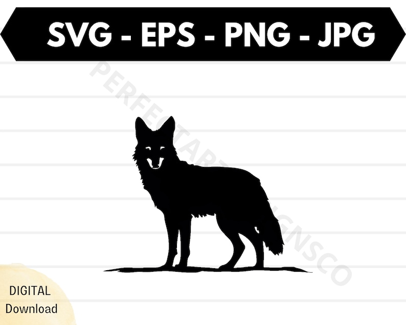 Coyote Silhouette Svg File, Coyote Outline Clipart Svg, Coyote Cutting ...