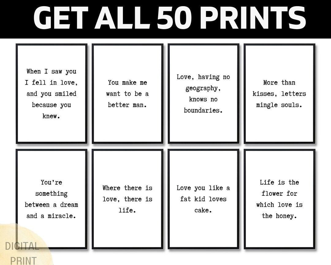 Wedding Decor Quotes Set of 50 Posters, Printable Wall Art, Wedding ...