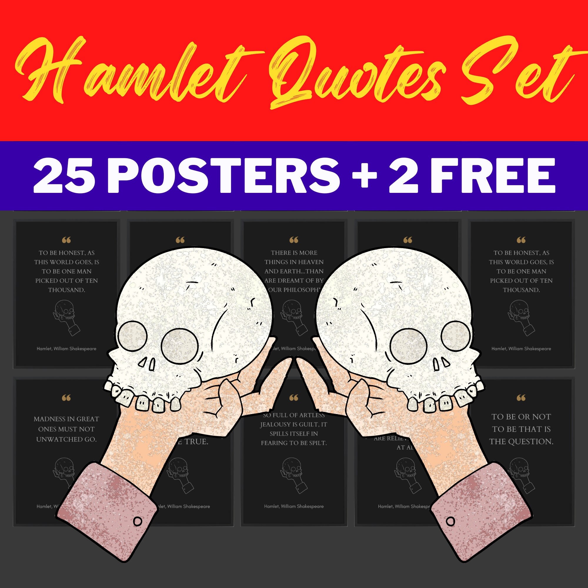 Shakespeare Hamlet Wall Art, Hamlet Quotes Posters English Classroom ...