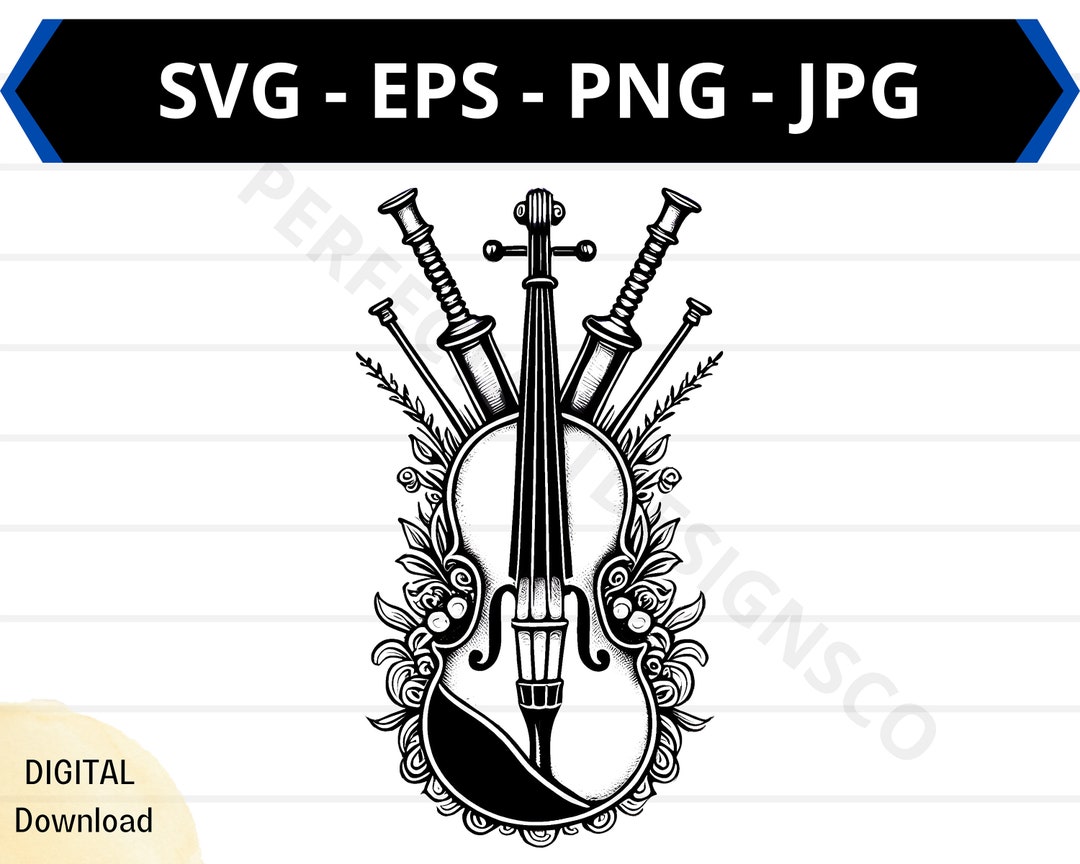 Bagpipes Vector Illustration Tattoo Svg, Bagpipes Shirt Design Image ...