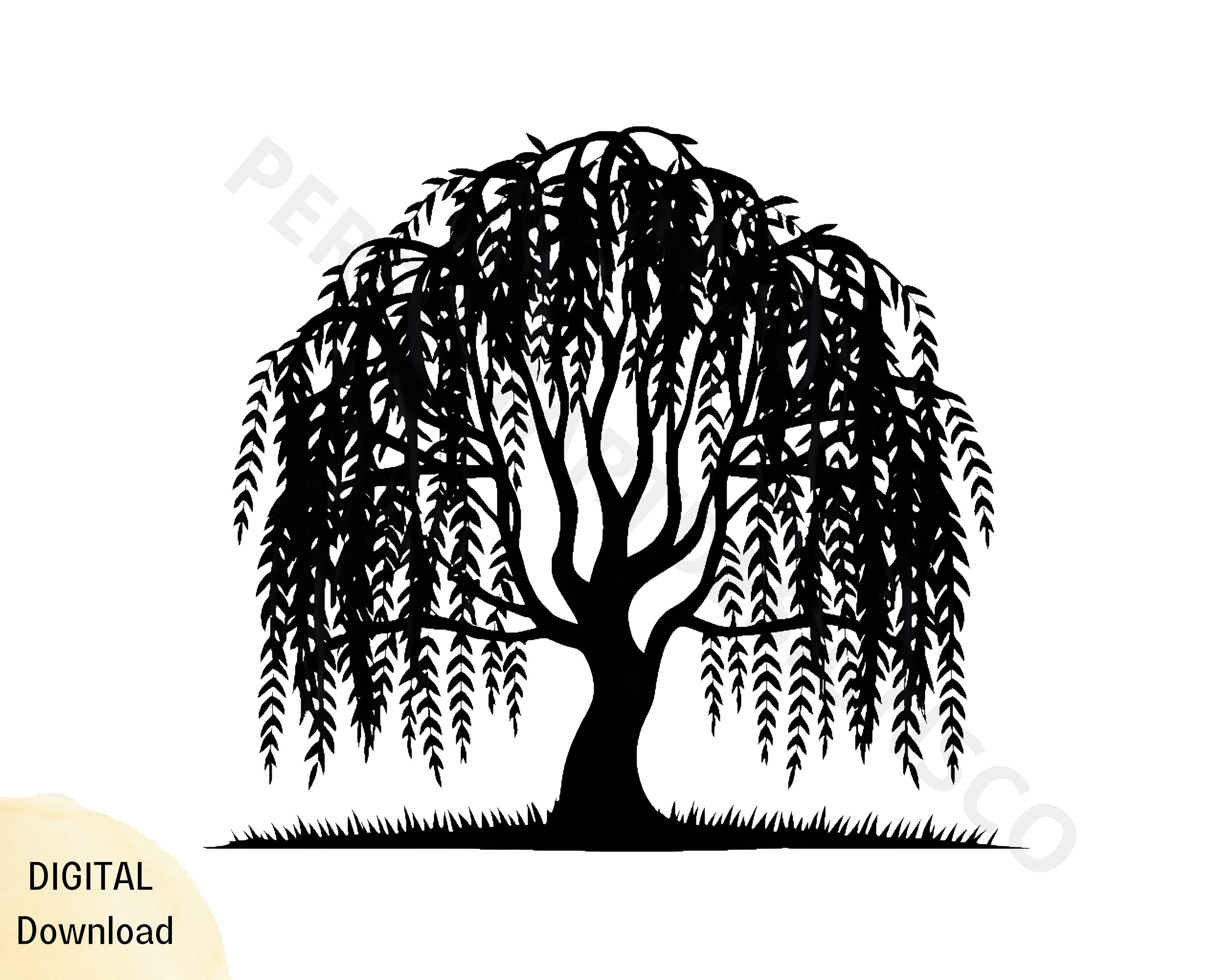 Weeping Willow Silhouette Svg File, Weeping Willow Cutting Svg File for ...