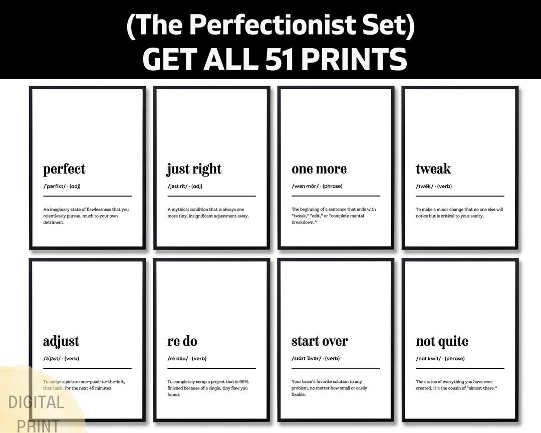 Perfectionist Funny Definition Print, Type A Personality Humor ...