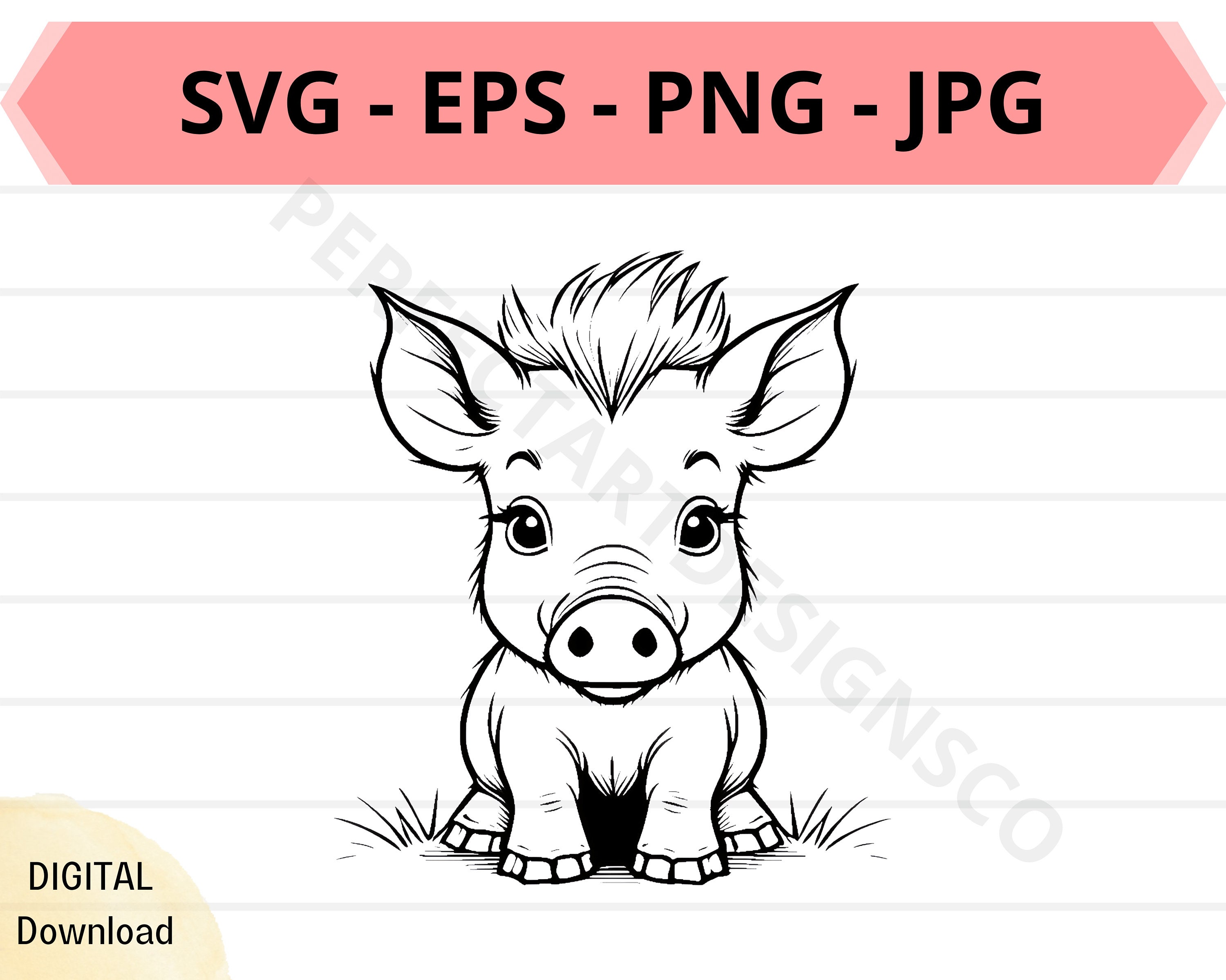 Cute Warthog Svg File, Baby Warthog Outline Svg, Warthog Clipart Svg ...