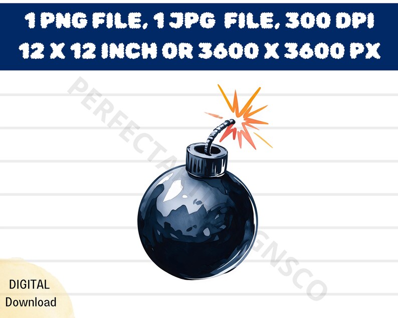Bomb Watercolor Png Printable Download, Bomb High Quality Jpg and Png ...