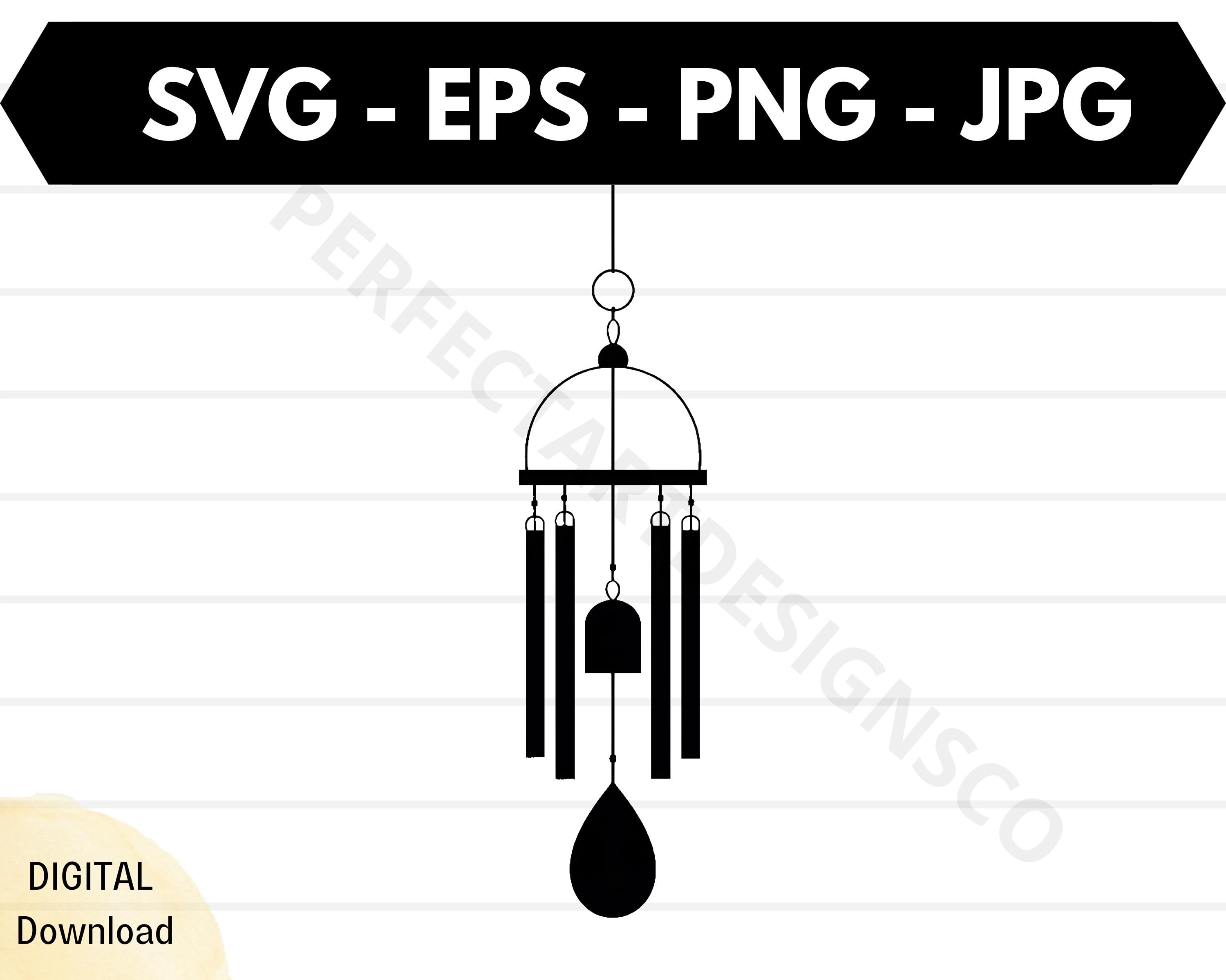 Wind Chime Silhouette Svg File, Wind Chime Outline Clipart Svg, Wind ...