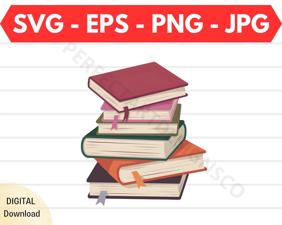 Book Stack Svg, Book Stack Clipart, Book Stack Svg for Shirt, Svg File for Cricut, Silhouette ...