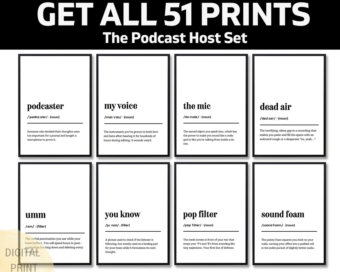 Podcast Host Definition Print, Funny Podcaster Gift, Humorous Content ...