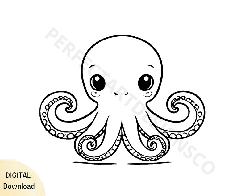 Cute Octopus Svg File, Baby Octopus Outline Svg, Octopus Clipart Svg ...