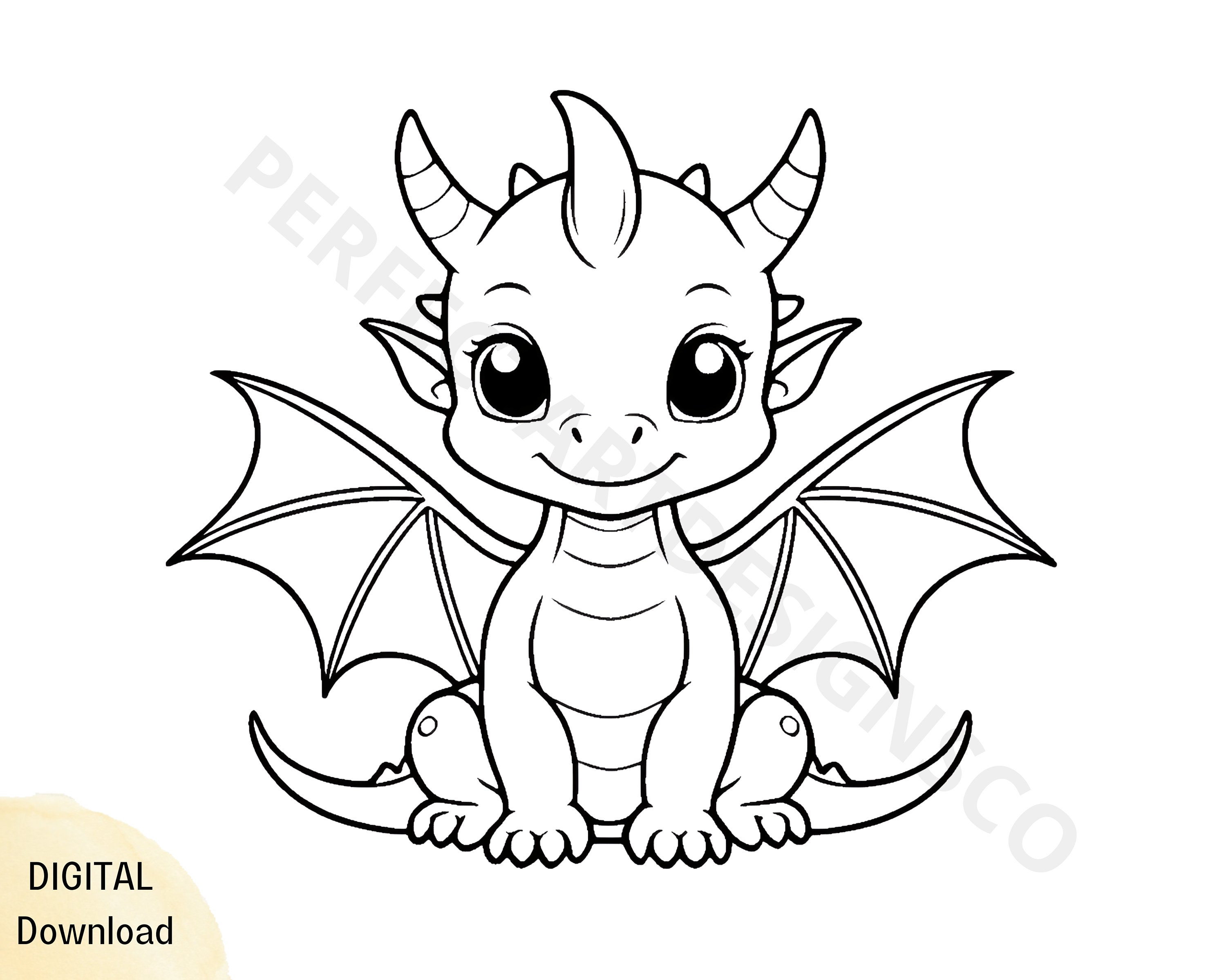 Cute Dragon Svg File, Baby Dragon Outline Svg, Dragon Clipart Svg ...