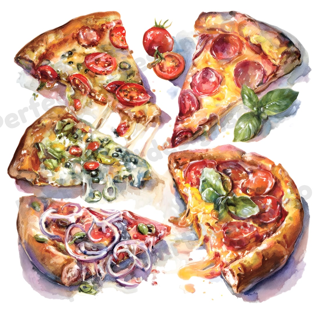20 Pizza Lovers Clipart, Cheesy Pizza Slices, Italian Fast Food Art ...