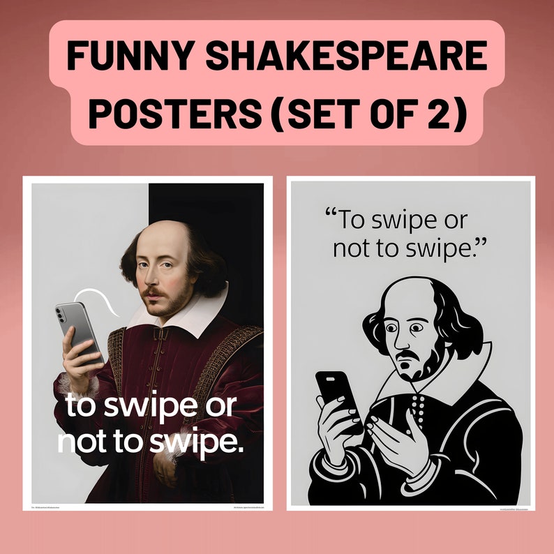 Funny Shakespeare English Poster Set Bundle of 2, Funny English ...