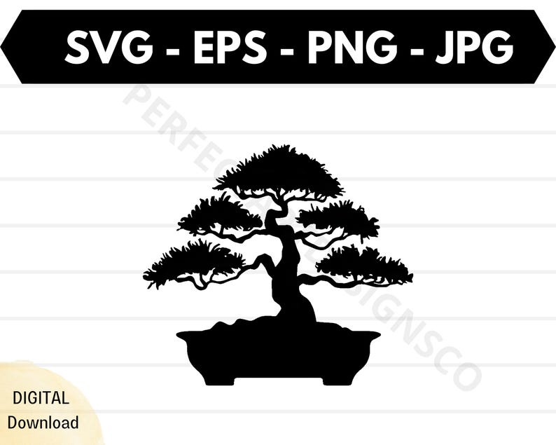 Bonsai Tree Silhouette Svg File, Bonsai Tree Outline Clipart Svg ...