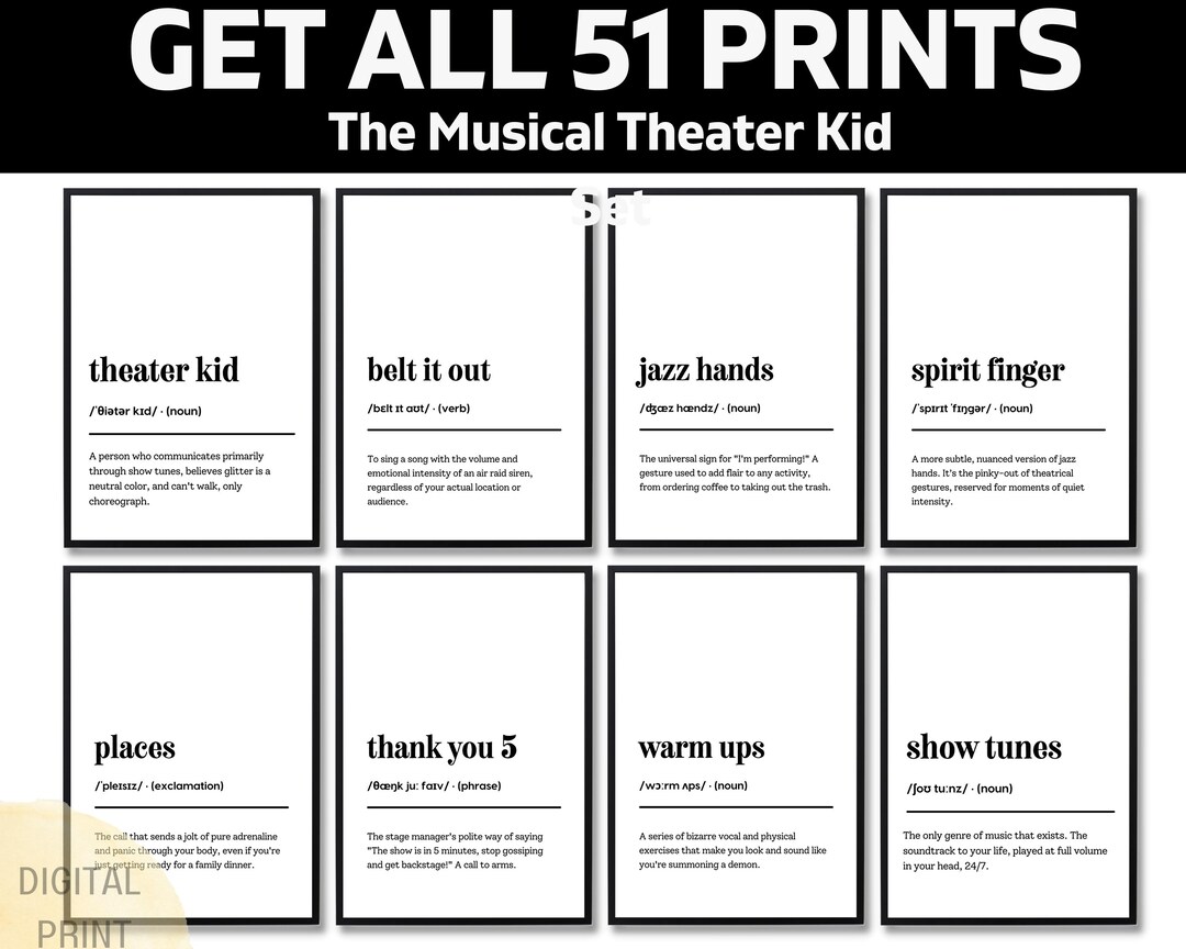 Musical Theater Kid Definition, Funny Broadway Gift, Humorous Actor ...