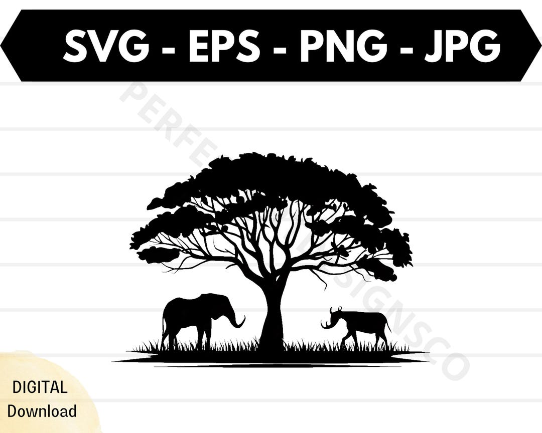 Savanna Tree Silhouette Svg File, Savanna Tree Cutting Svg File Cricut ...