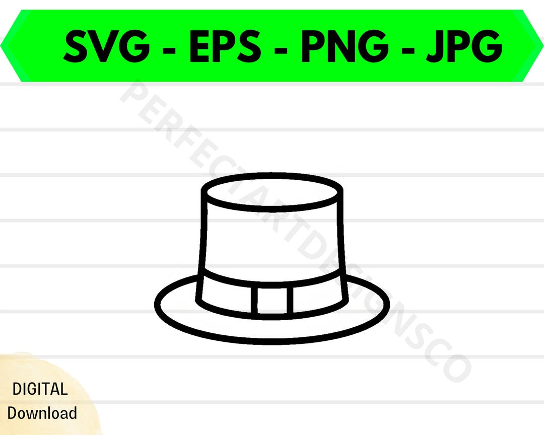 Top Hat Outline Svg, Top Hat Cricut Cutfile, Top Hat Shirt Design, Top ...