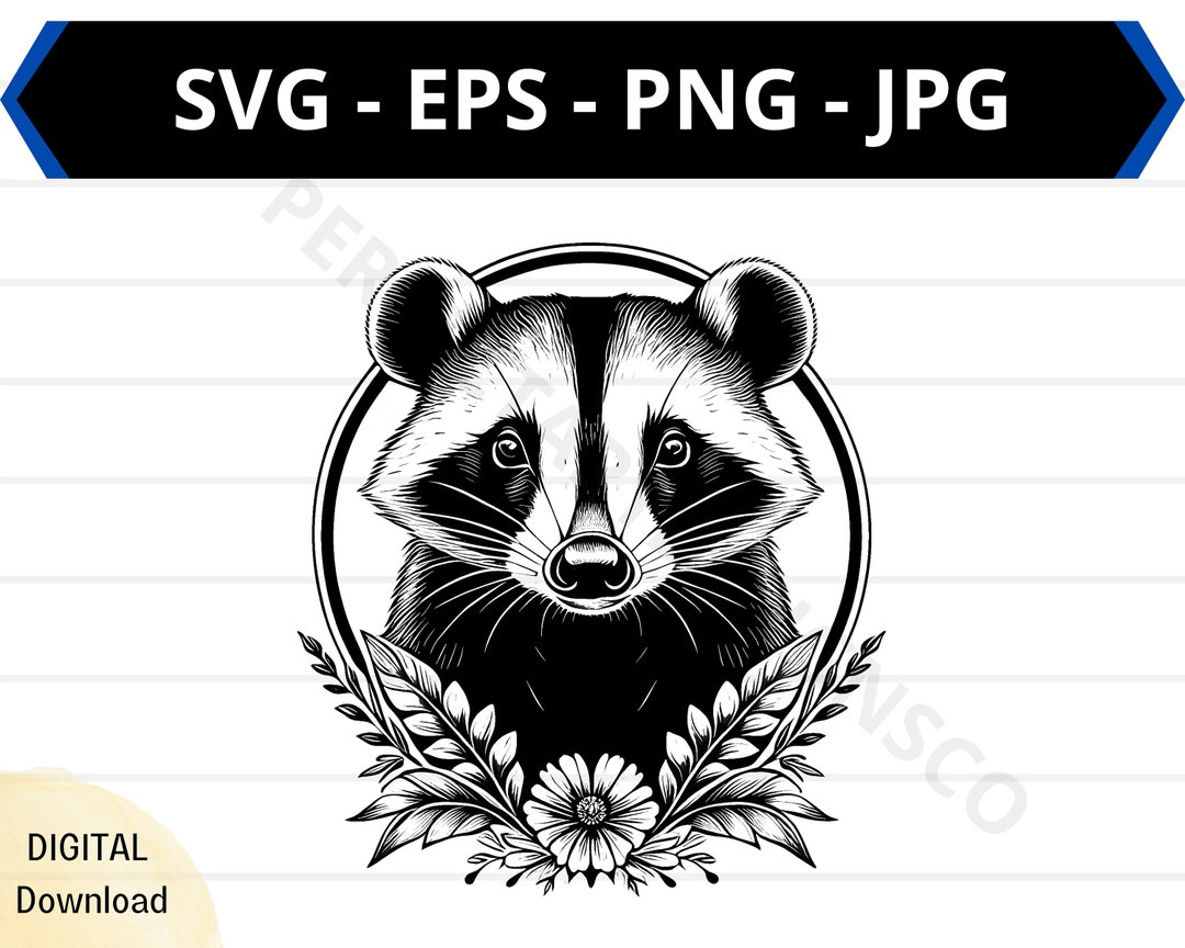 Badger Tattoo Illustration Svg, Badger Svg File for Cricut and ...