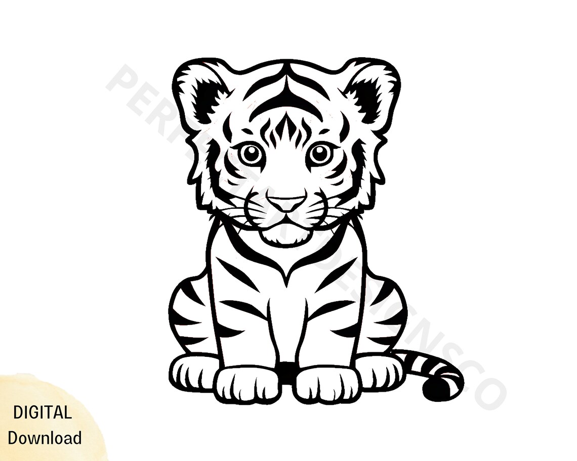 Tiger Cub Outline Svg, Tiger Cub Clipart, Tiger Cub Svg for Shirt, Svg ...