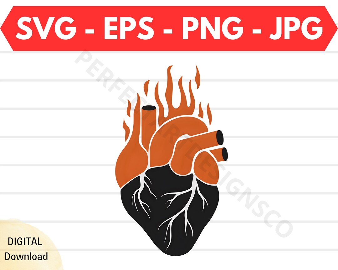 Burning Heart Svg, Burning Heart Vector, Burning Heart Svg File for ...