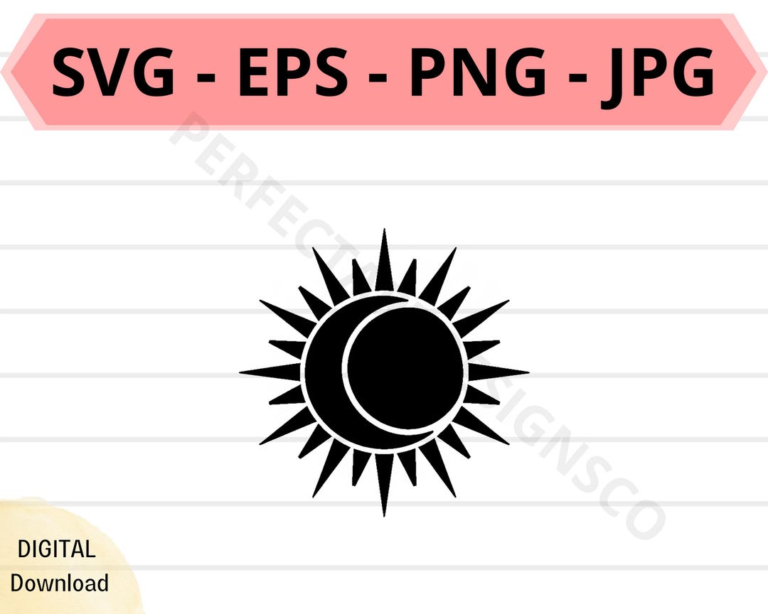 Moon and Sun Sign Svg, Moon and Sun Icon File, Moon and Sun Symbol ...