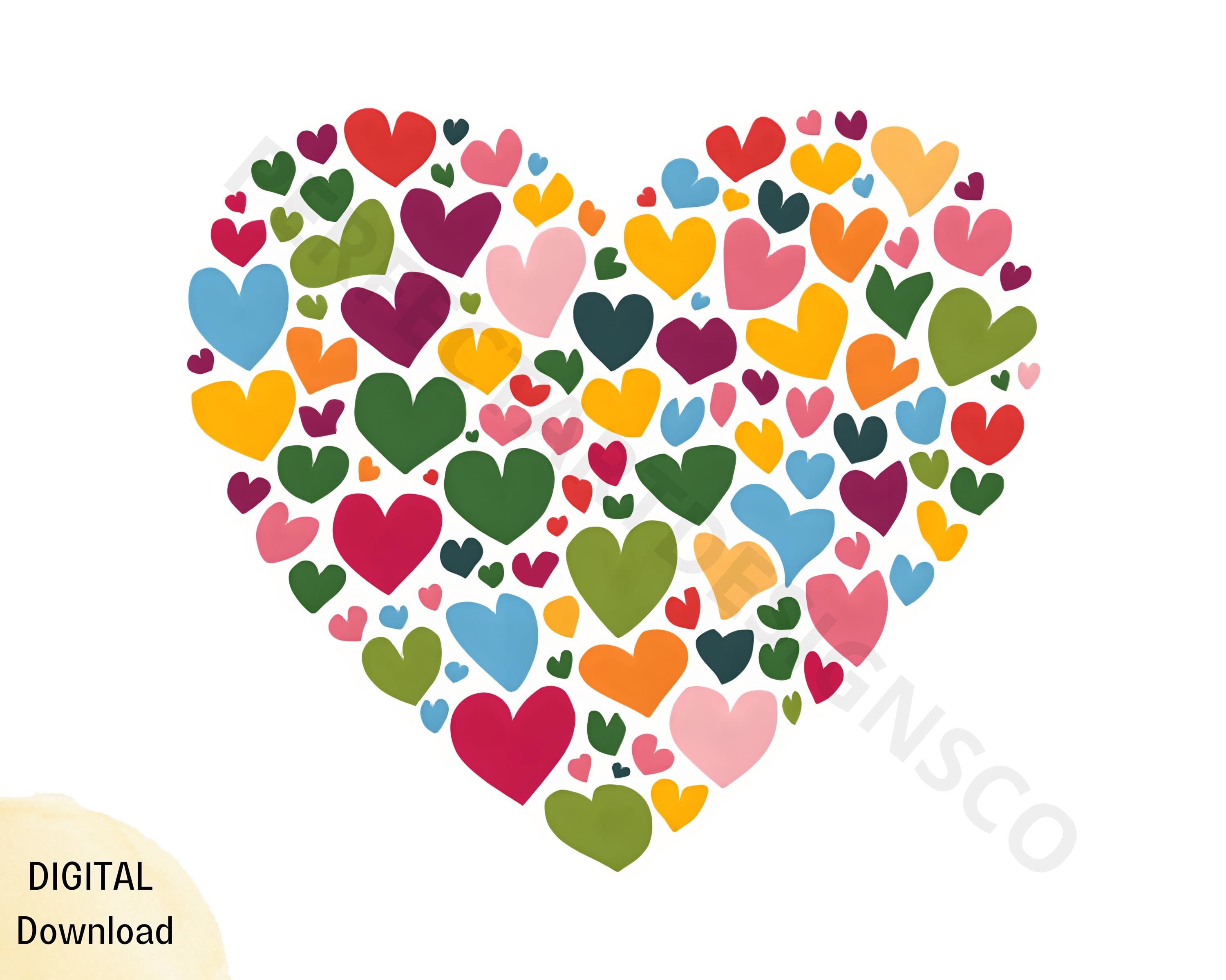Colorful Heart Svg File for Cricut, Silhouette, Colorful Heart Clip Art ...