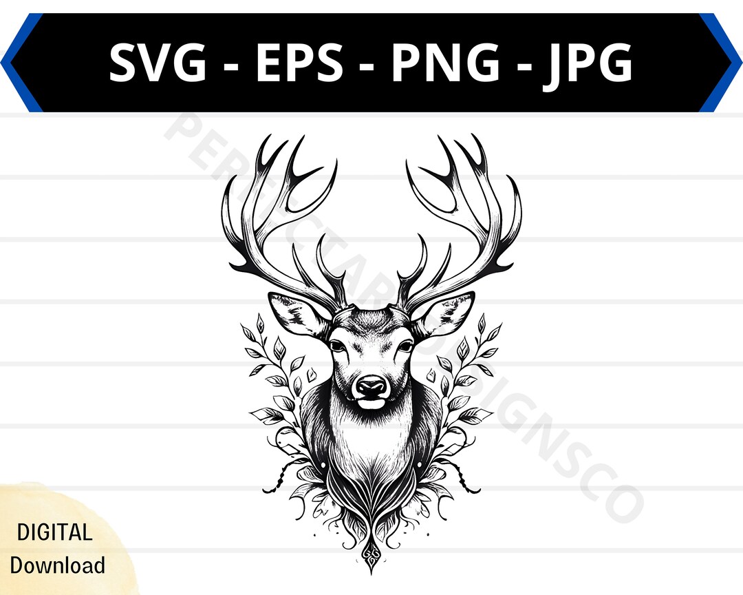 Stag Vector Image Clipart, Stag Svg Stag Cutting File Cricut Silhouette ...