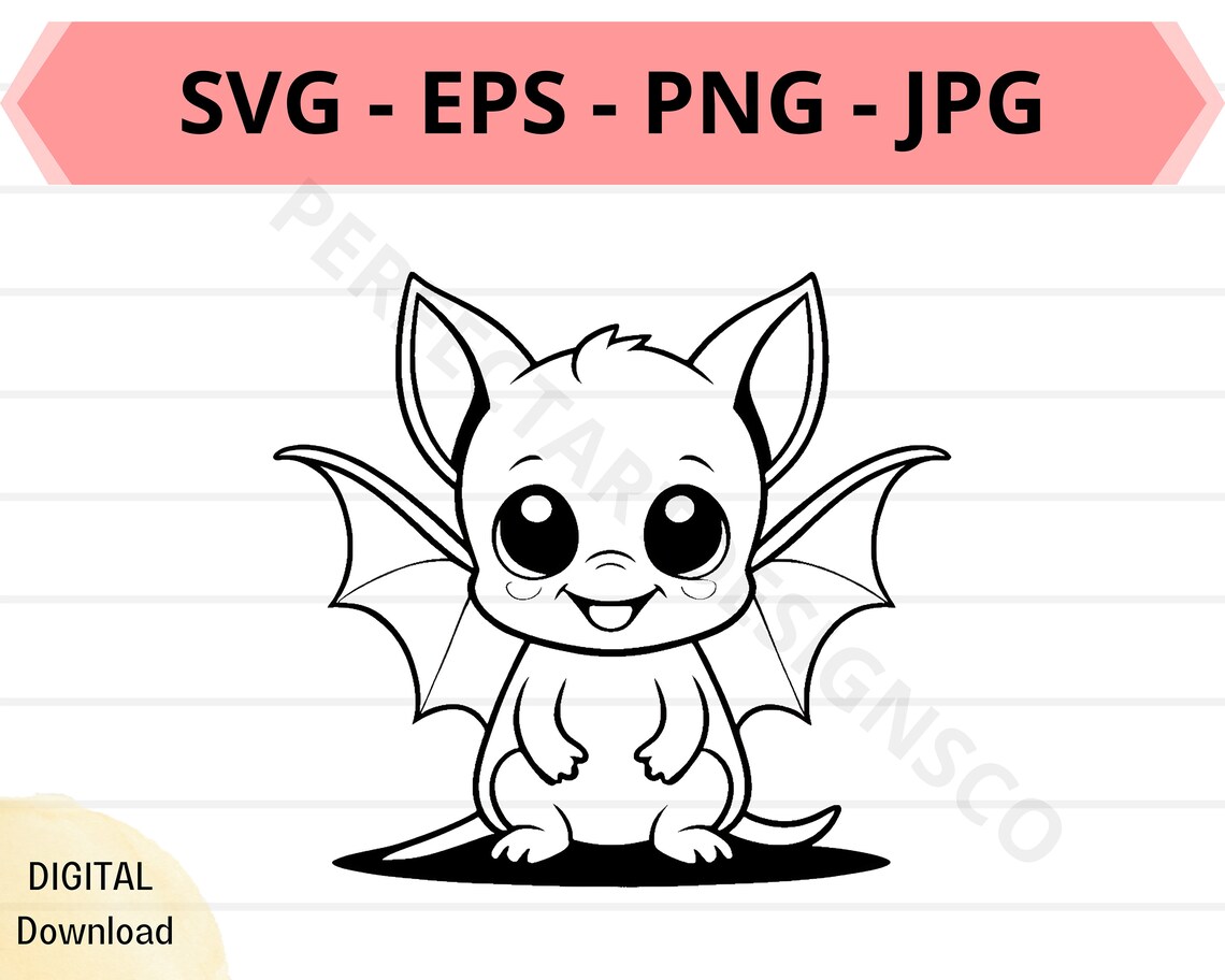 Cute Bat Svg File, Baby Bat Outline Svg, Bat Clipart Svg, Bat Svg Cut ...