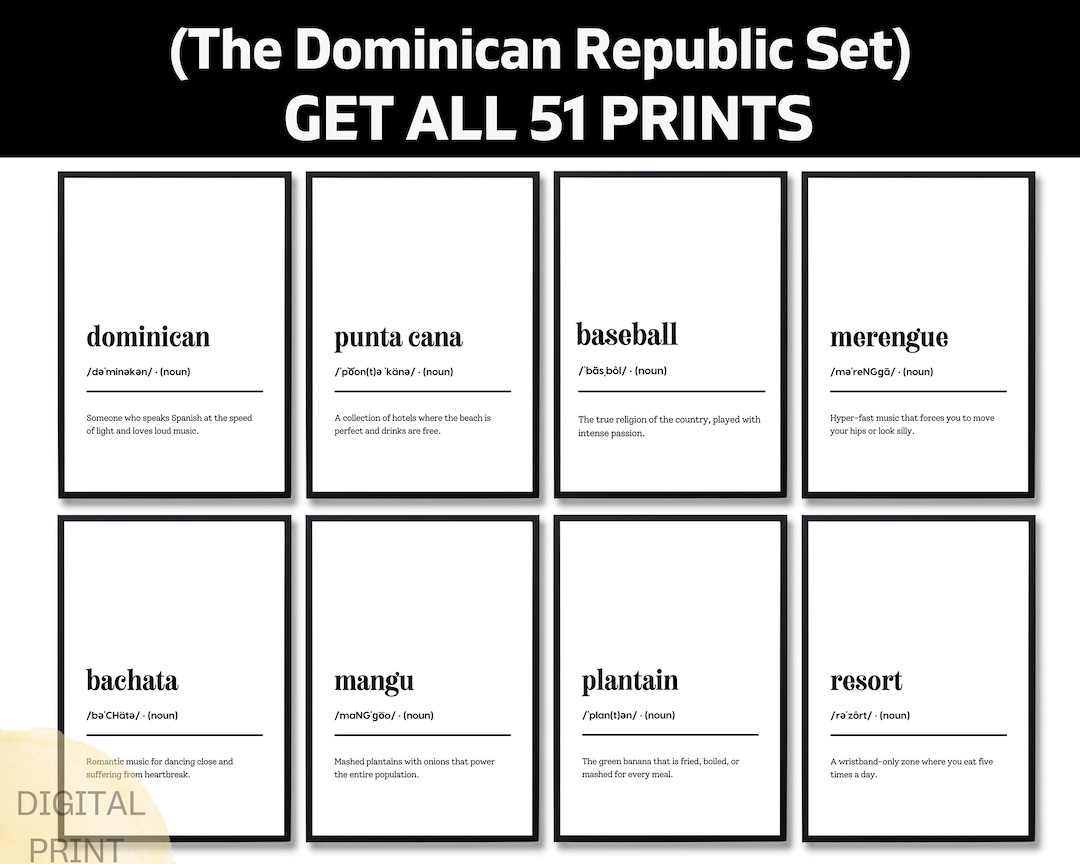 Funny Dominican Definition Print Set, Dominican Republic Humor Wall Art ...