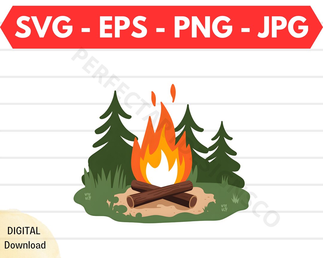 Campfire Svg File for Cricut, Silhouette, Campfire Clip Art, Campfire ...