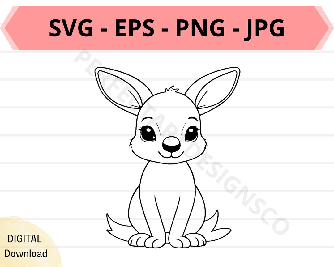 Cute Kangaroo Svg File, Baby Kangaroo Outline Svg, Kangaroo Clipart Svg ...