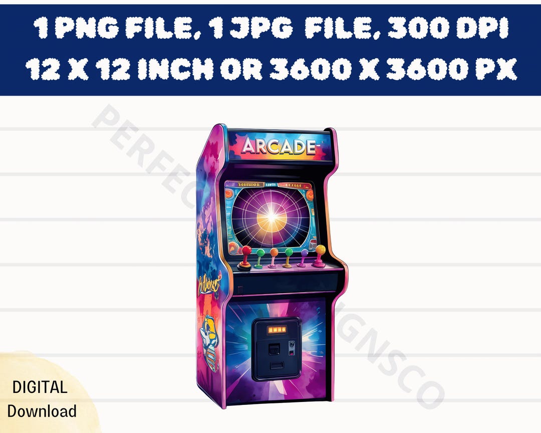 Arcade Game Watercolor Clipart, Arcade Game Watercolor Png Transparent ...