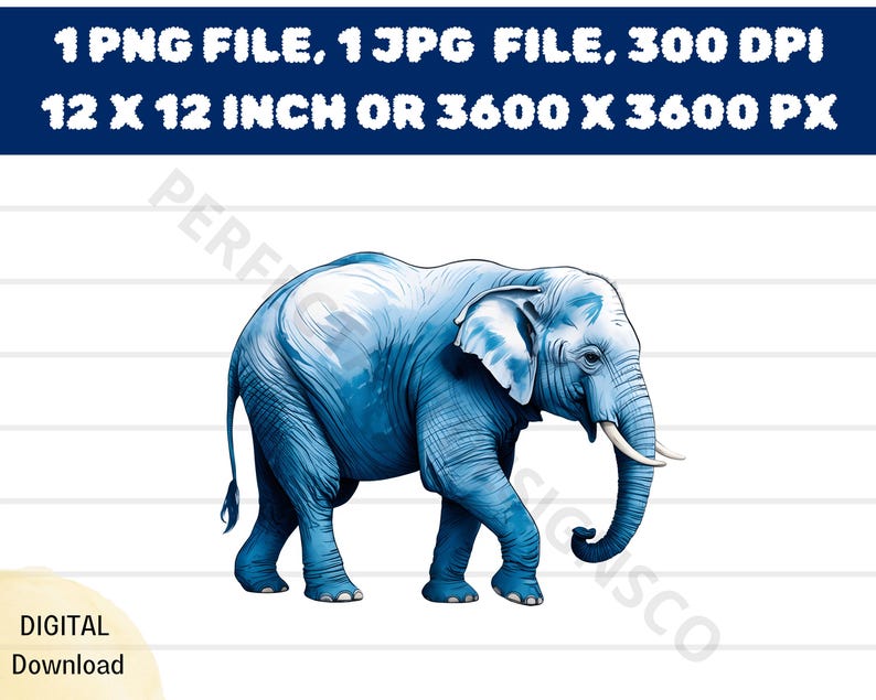 Blue Elephant Watercolor Png Printable Download, Blue Elephant High ...