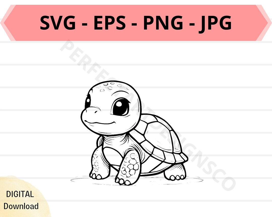 Cute Turtle Svg File, Baby Turtle Outline Svg, Turtle Clipart Svg ...