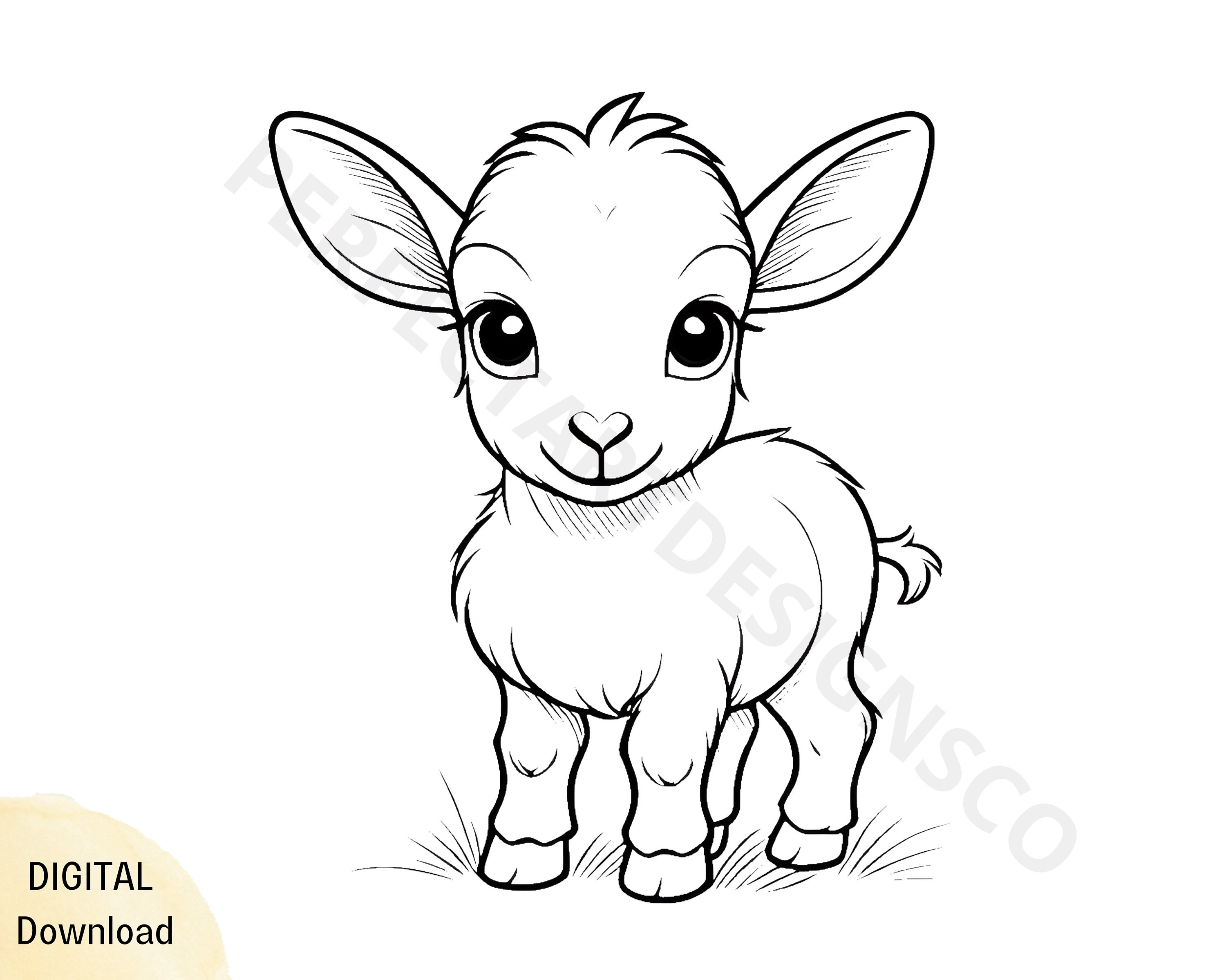 Cute Goat Svg File, Baby Goat Outline Svg, Goat Clipart Svg, Goat Svg ...