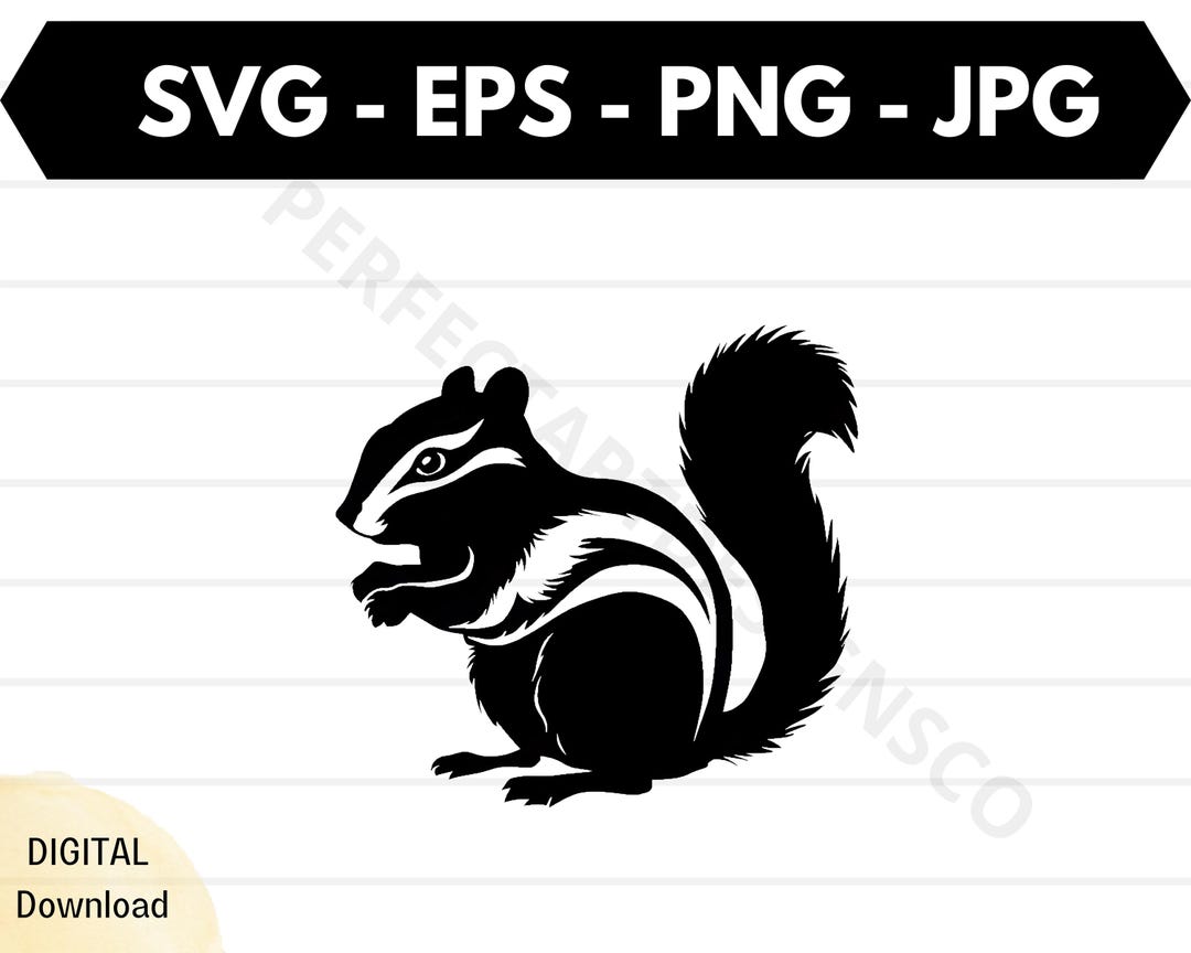 Chipmunk Silhouette Svg File, Chipmunk Outline Clipart Svg, Chipmunk ...