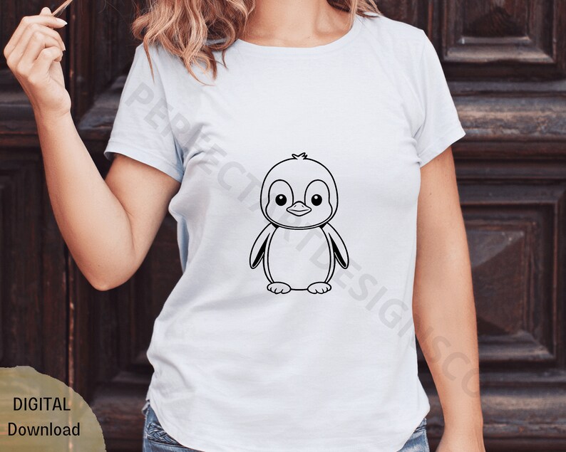 Cute Penguin Svg File, Baby Penguin Outline Svg, Penguin Clipart Svg ...