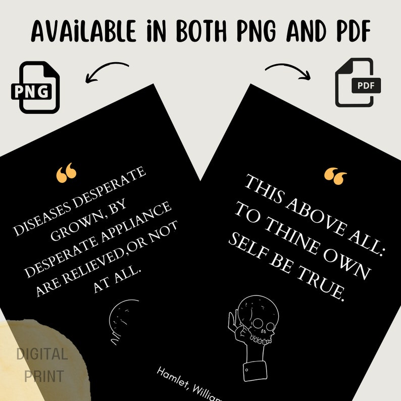 Shakespeare Hamlet Wall Art, Hamlet Quotes Posters English Classroom ...