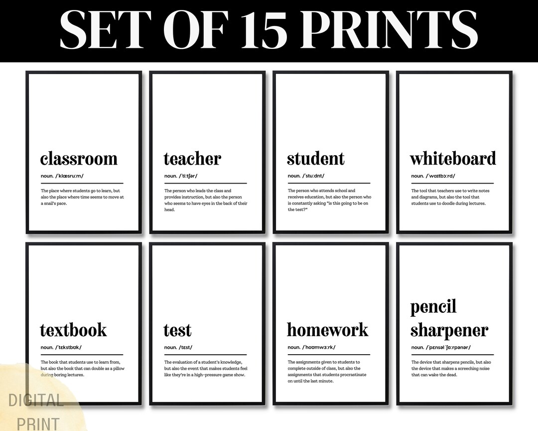 Classroom Wall Art Decor, Classroom Funny Wall Decor Printable Set of ...
