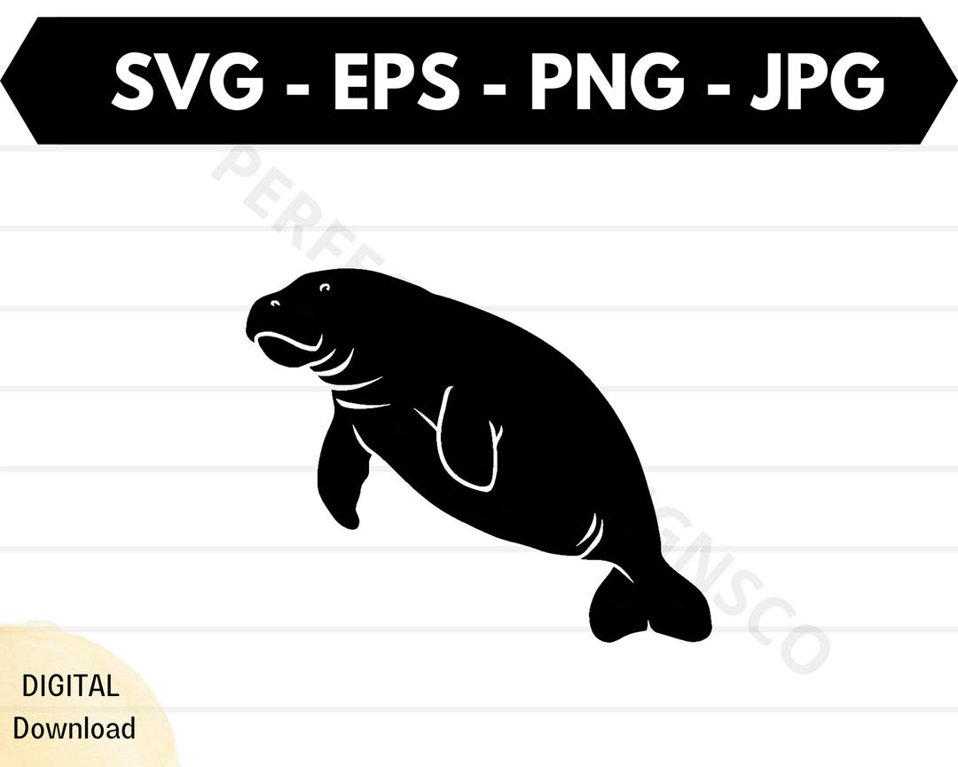 Manatee Silhouette Svg File, Manatee Outline Clipart Svg, Manatee ...