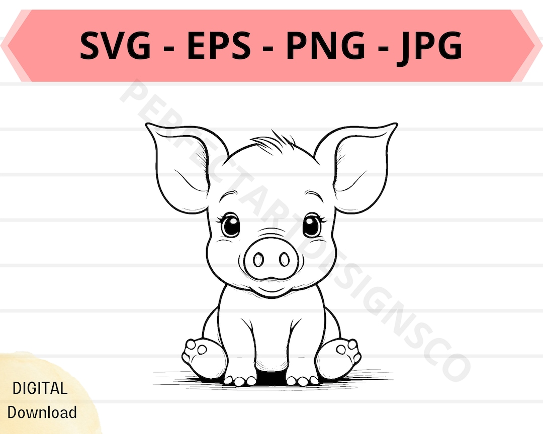 Cute Piglet Svg File, Baby Piglet Outline Svg, Piglet Clipart Svg ...