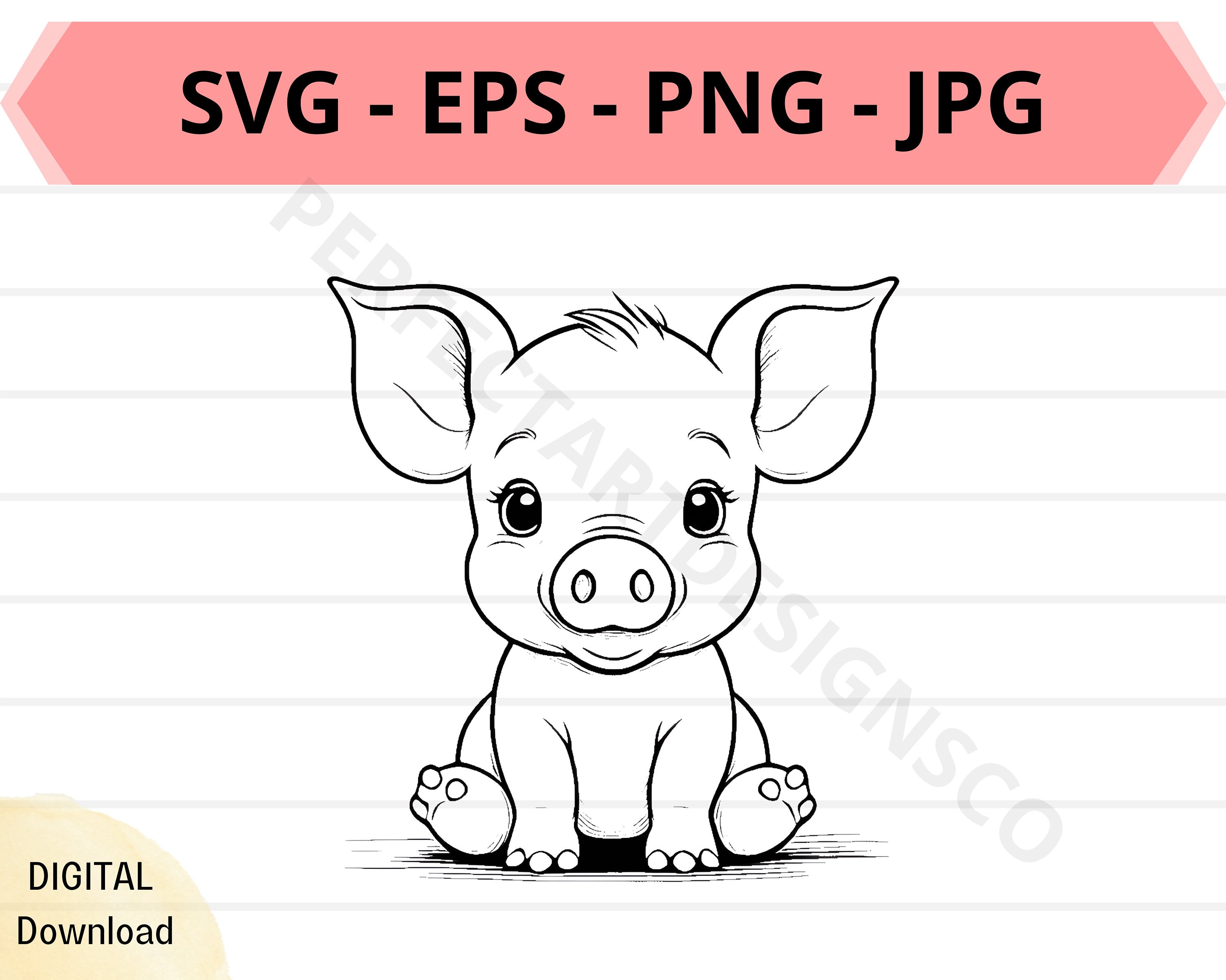Cute Piglet Svg File, Baby Piglet Outline Svg, Piglet Clipart Svg ...