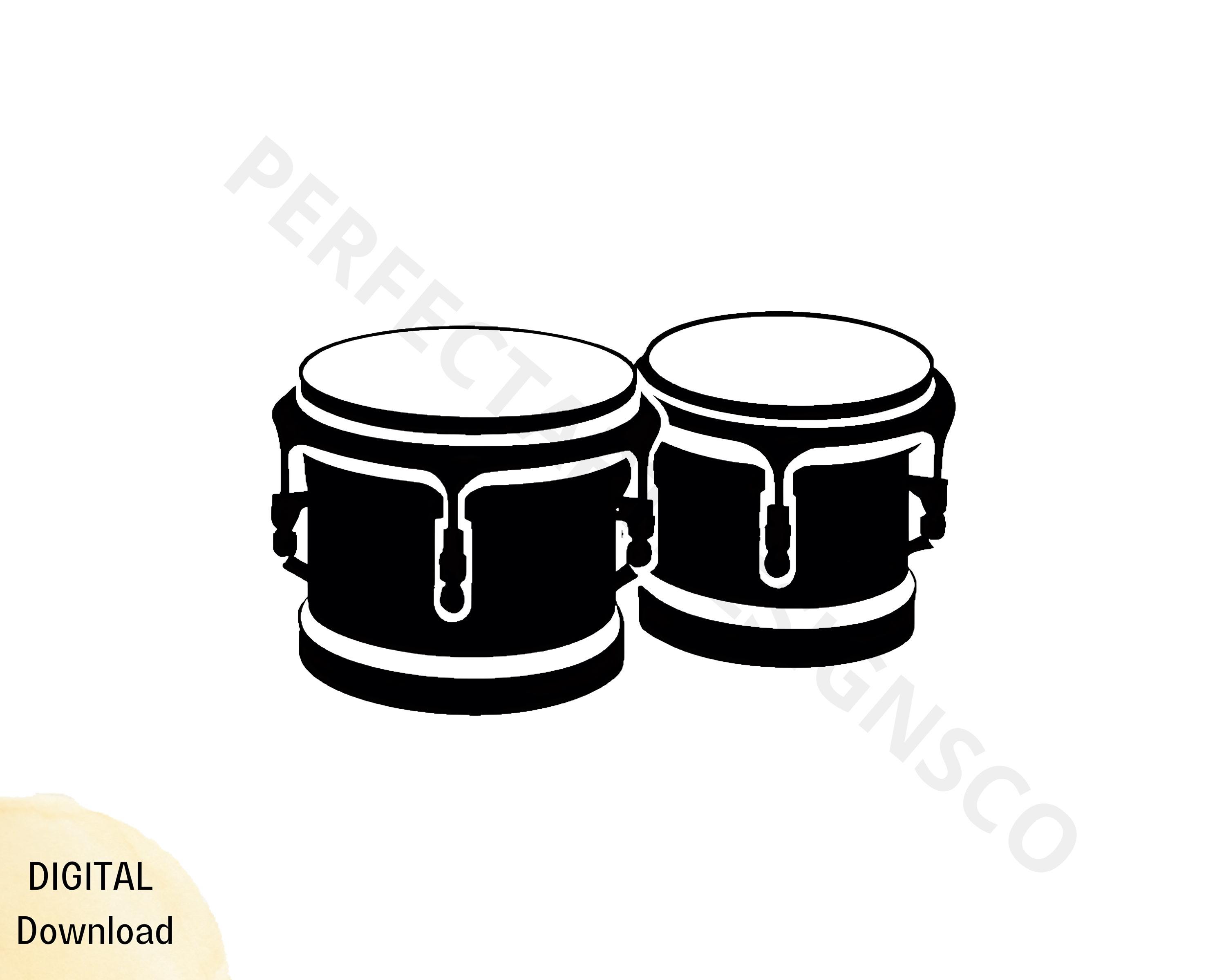 Bongo Drum Silhouette Svg File, Bongo Drum Cutting Svg File for Cricut, Bongo Drum Outline ...